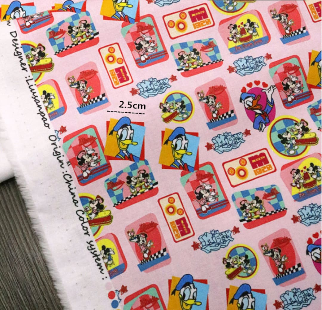 Mickey Minnie Mouse Donald Duck Goofy Fabric Cartoon Fabric Anime ...