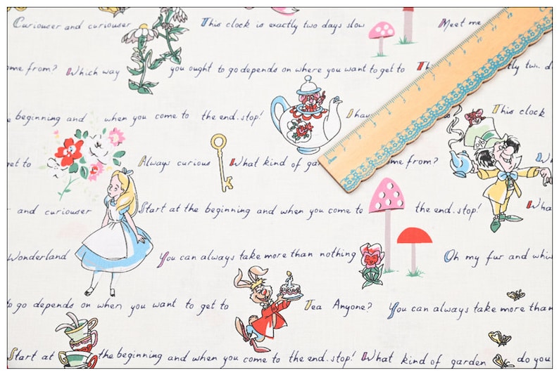 Alice Fabric Alice in Wonderland Fabric Cartoon Fabric Anime Cotton ...