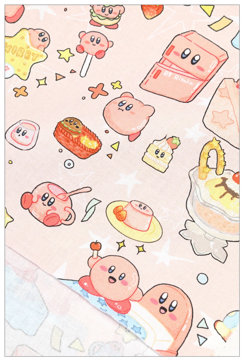 Kirby Fabric Video Game Fabric Food Fabric Cartoon Fabric Anime Cotton ...