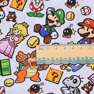 Super Mario Fabric Cartoon Fabric Anime Cotton Fabric by the Half Yard ...