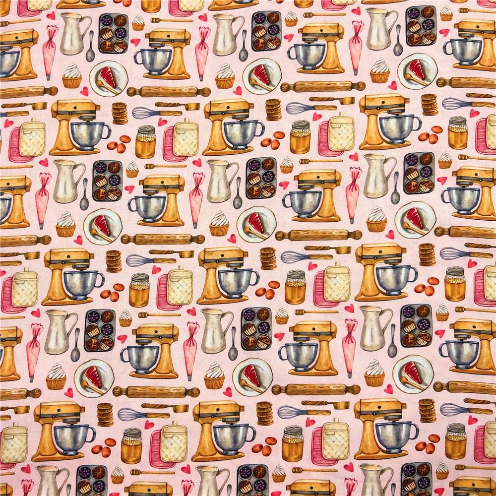 Baking Theme Fabric Kitchen Fabric Kitchenware Fabric Cooking Utensils ...