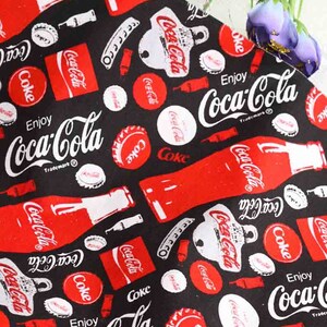 Coca-cola Fabric Red Cola Logo Glass Bottles Fabric Cartoon Fabric ...