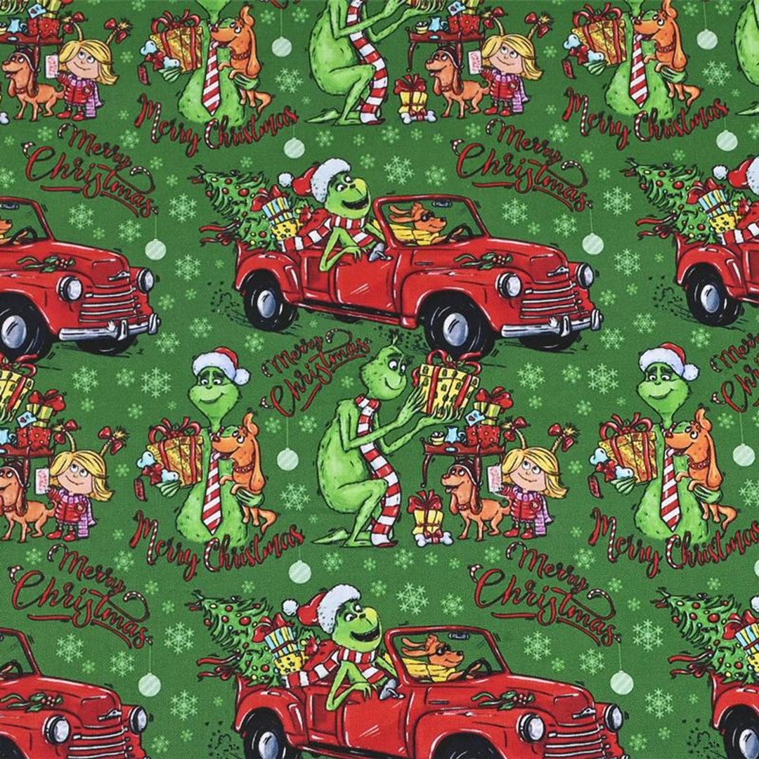 The Grinch Fabric Cartoon Fabric Cotton Fabric by the Half Yard - Etsy
