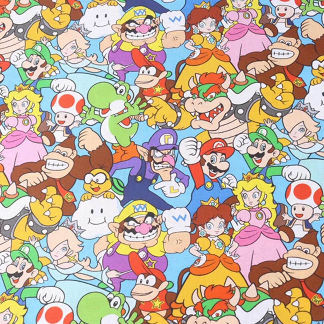 Super Mario Fabric Cartoon Fabric Anime Cotton Fabric by the Half Yard ...