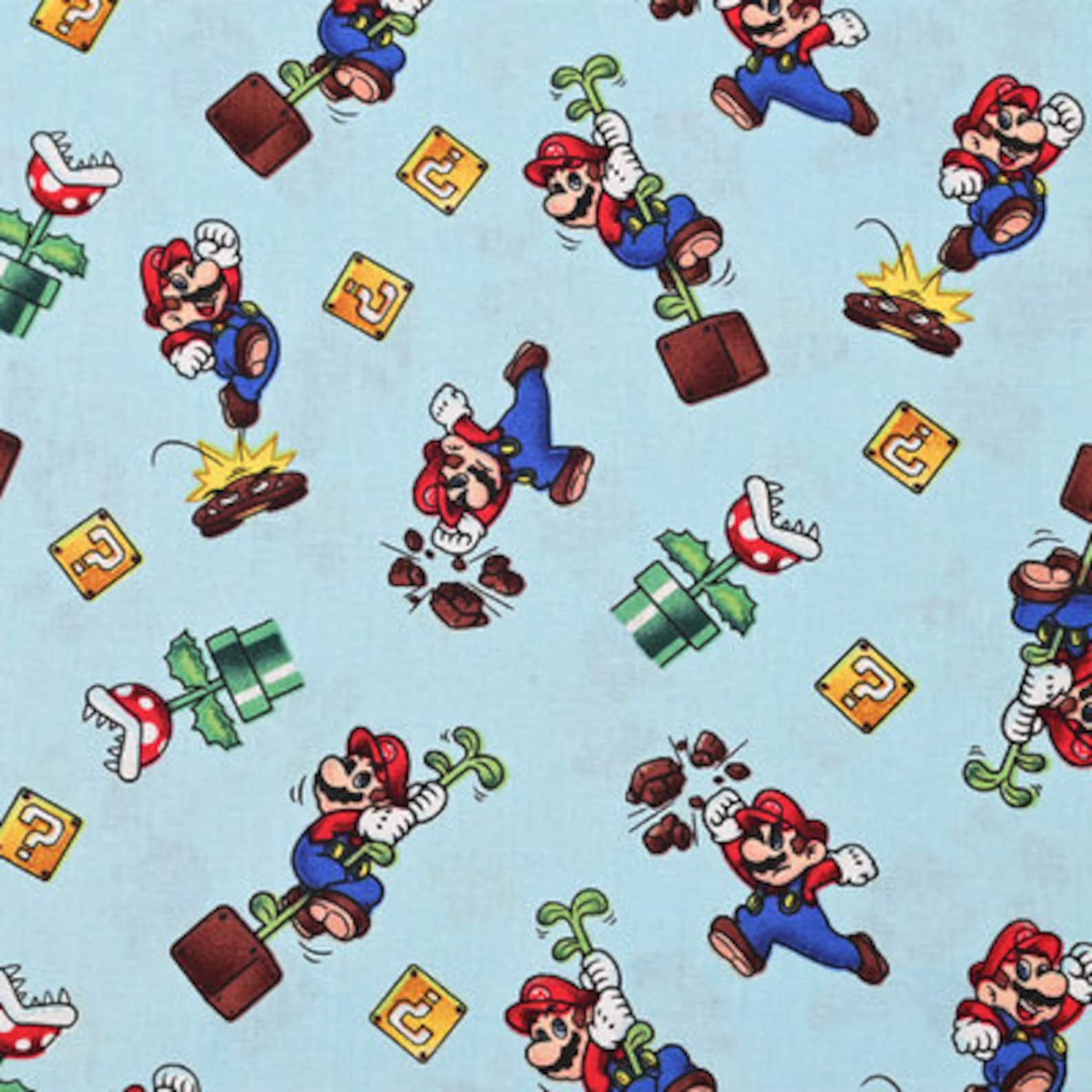 Super Mario Fabric Cartoon Fabric Anime Cotton Fabric by the Half Yard ...