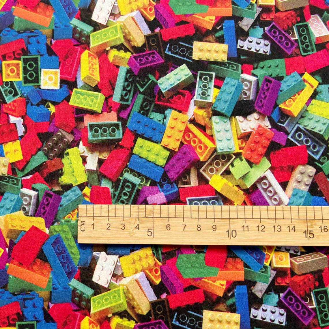 Colorful Building Bricks Fabric Cartoon Fabric Anime Cotton Fabric ...