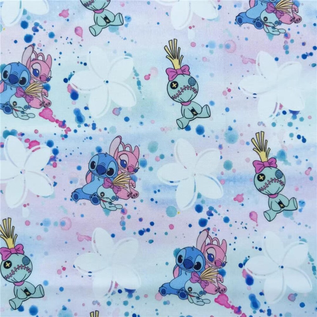 Stitch Fabric Blue Koala Fabric Cartoon Fabric Anime Cotton Fabric by ...
