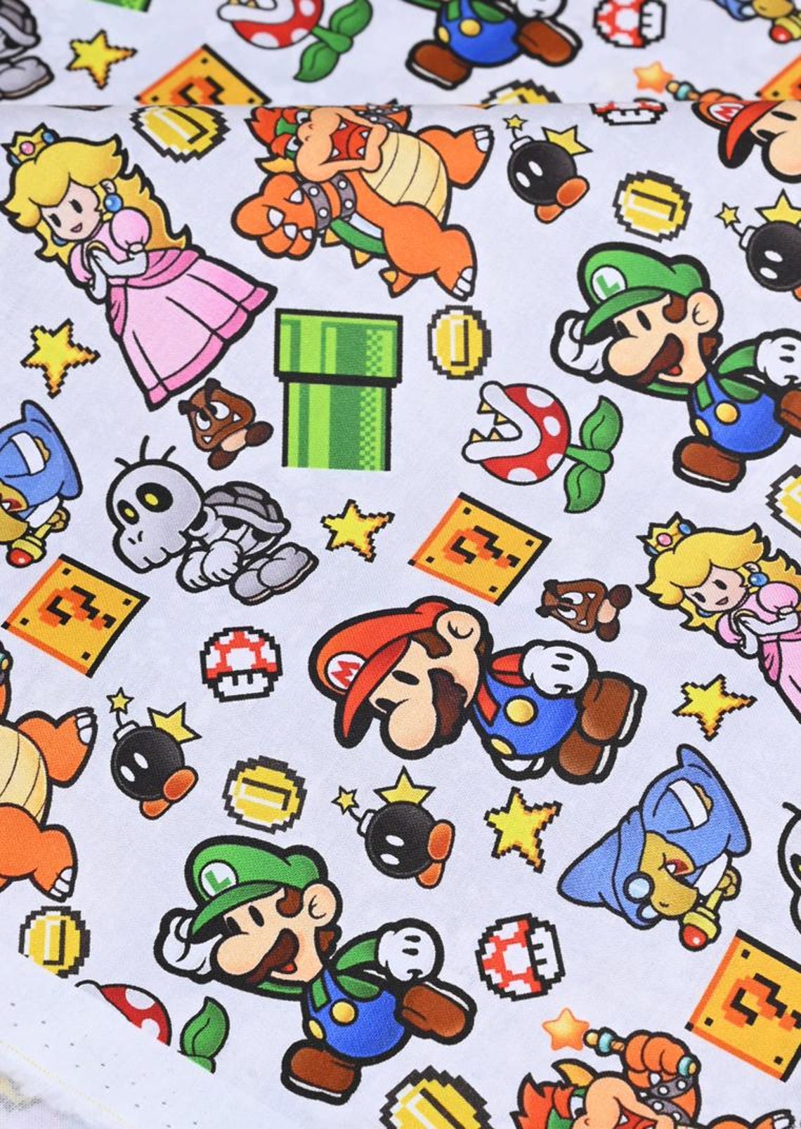 Super Mario Fabric Cartoon Fabric Anime Cotton Fabric by the Half Yard ...