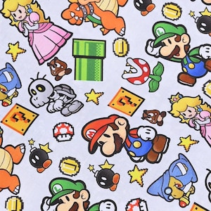 Super Mario Fabric Cartoon Fabric Anime Cotton Fabric by the Half Yard ...