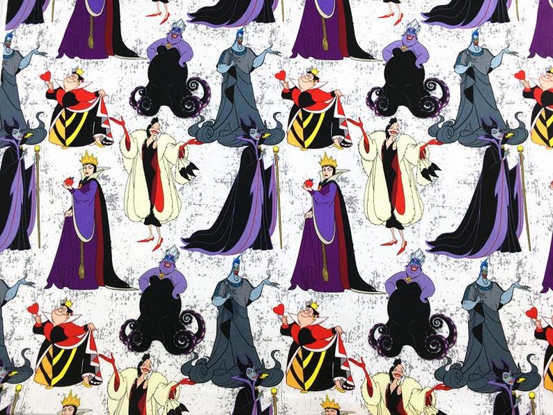 Disney Villains Evil Queen Maleficent Cruella Fabric Cartoon Fabric ...