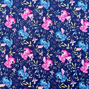 Stitch Fabric Blue Koala Fabric Cartoon Fabric Anime Cotton Fabric by ...