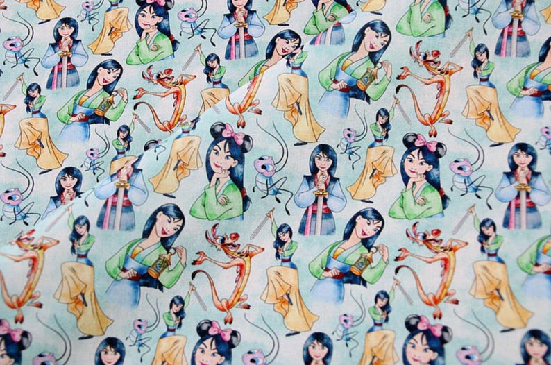 Disney Mulan Fabric Cartoon Fabric Anime Cotton Fabric by the Half Yard ...