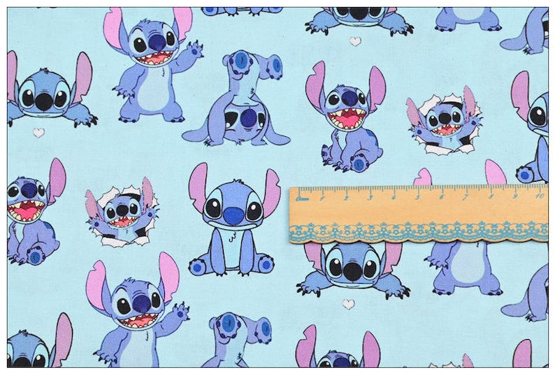 Stitch Fabric Blue Koala Fabric Cartoon Fabric Anime Cotton Fabric by ...