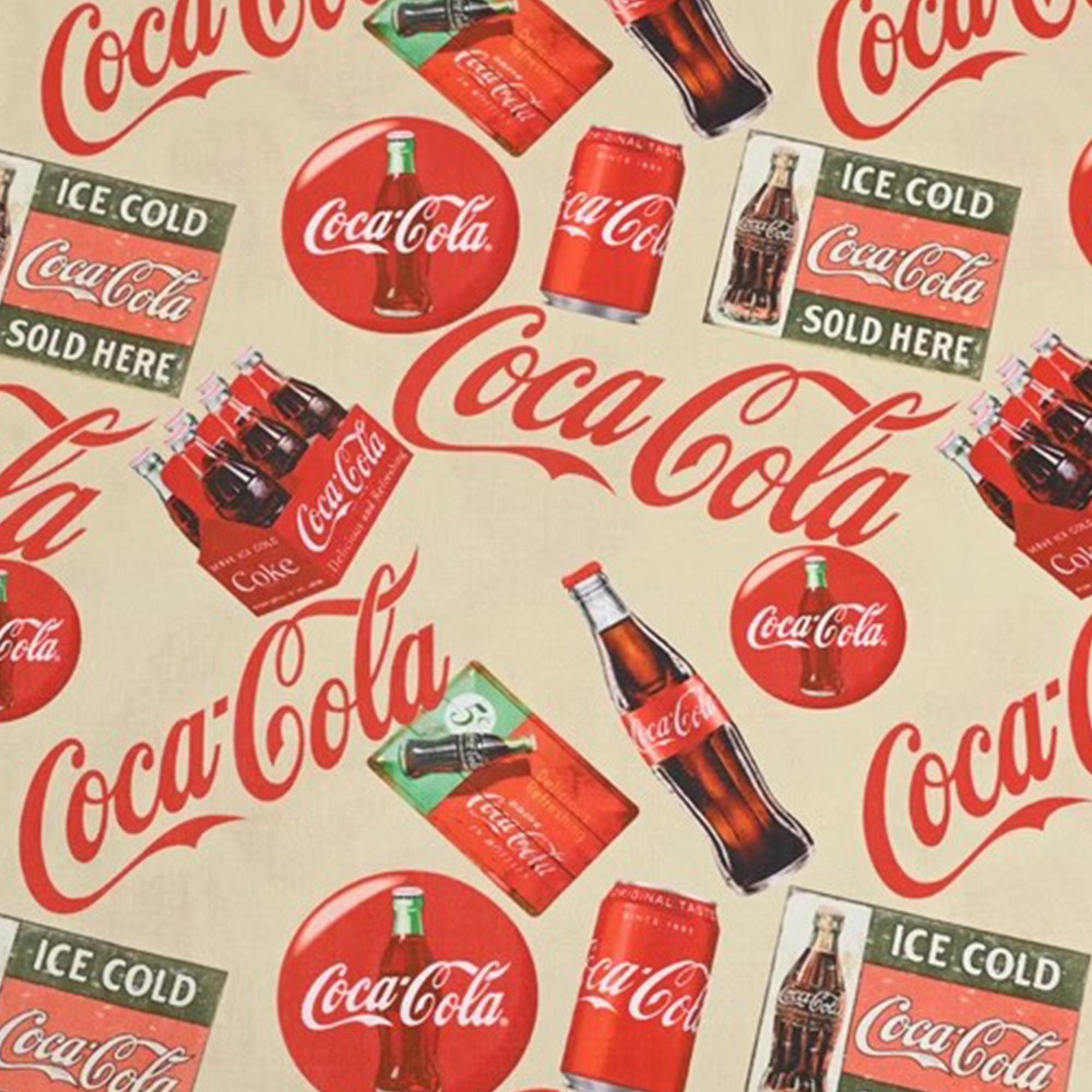 Coca-cola Fabric Red Cola Logo Glass Bottles Fabric Cartoon Fabric ...