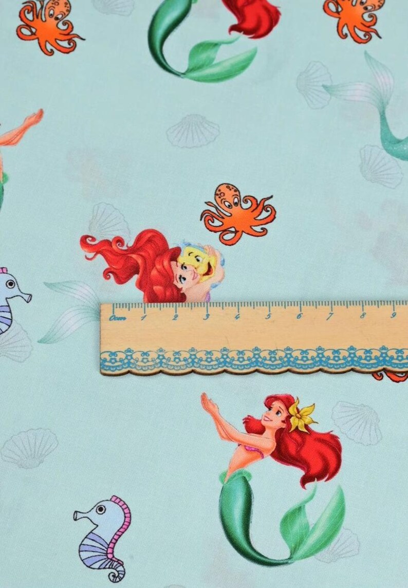 Disney Little Mermaid Ariel Fabric Cartoon Fabric Anime Cotton Fabric ...
