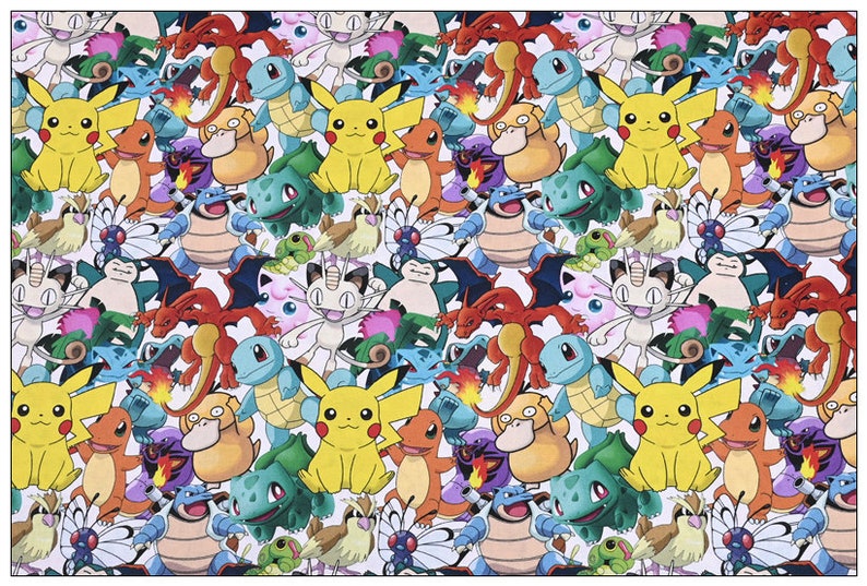 Pokemon Fabric Pikachu Fabric Poket Monster Fabric Cartoon - Etsy