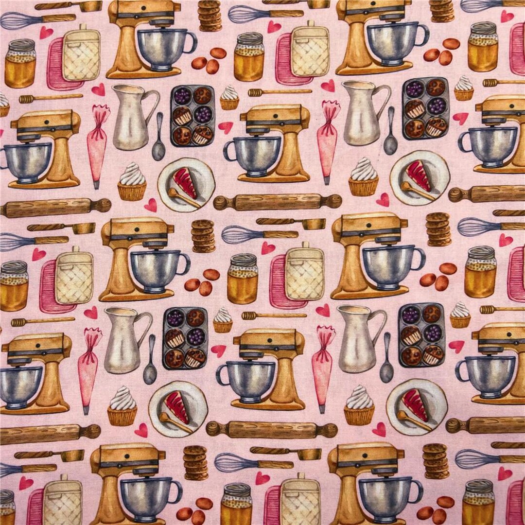 Baking Theme Fabric Kitchen Fabric Kitchenware Fabric Cooking Utensils ...