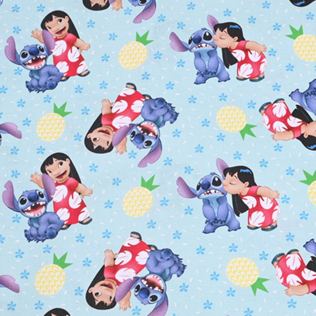 Stitch Fabric Blue Koala Fabric Cartoon Fabric Anime Cotton Fabric by ...