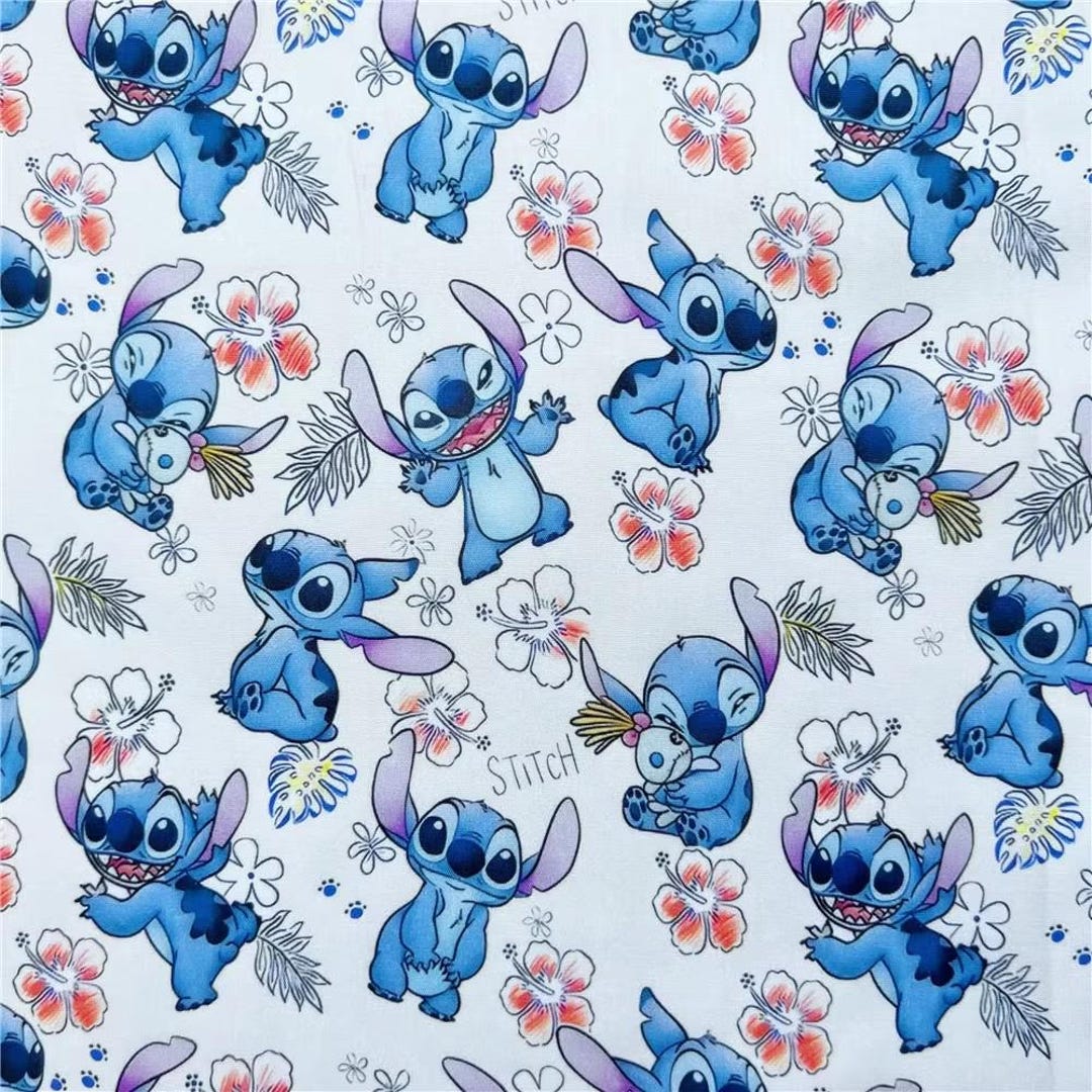 Stitch Fabric Blue Koala Fabric Cartoon Fabric Anime Cotton Fabric by ...