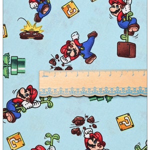 Super Mario Fabric Cartoon Fabric Anime Cotton Fabric by the Half Yard ...