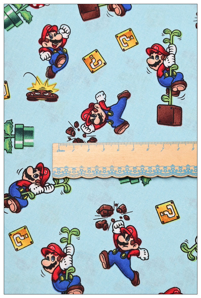 Super Mario Fabric Cartoon Fabric Anime Cotton Fabric by the Half Yard ...