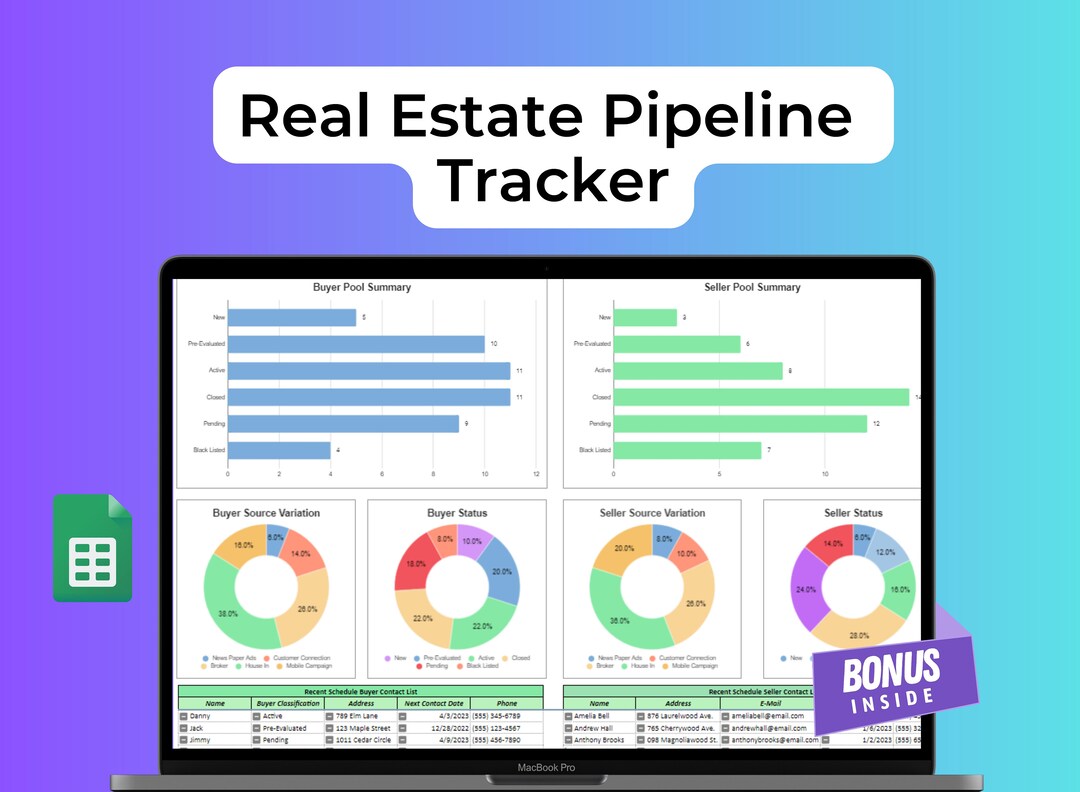 Real Estate Buyer & Seller Pipeline Tracker Template Google - Etsy