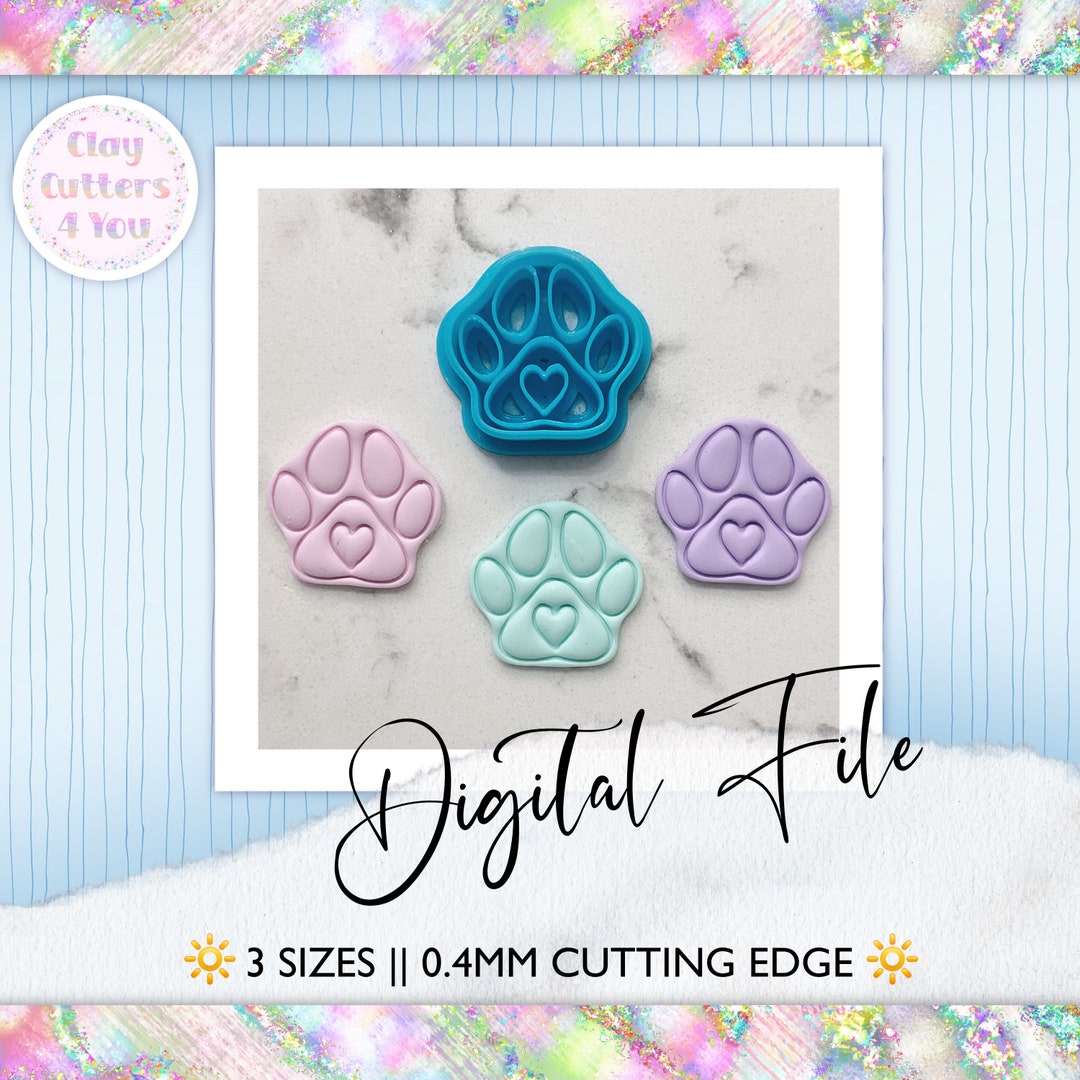 Paw Print Clay Cutter STL Digital File Instant Download Fondant Cutter ...
