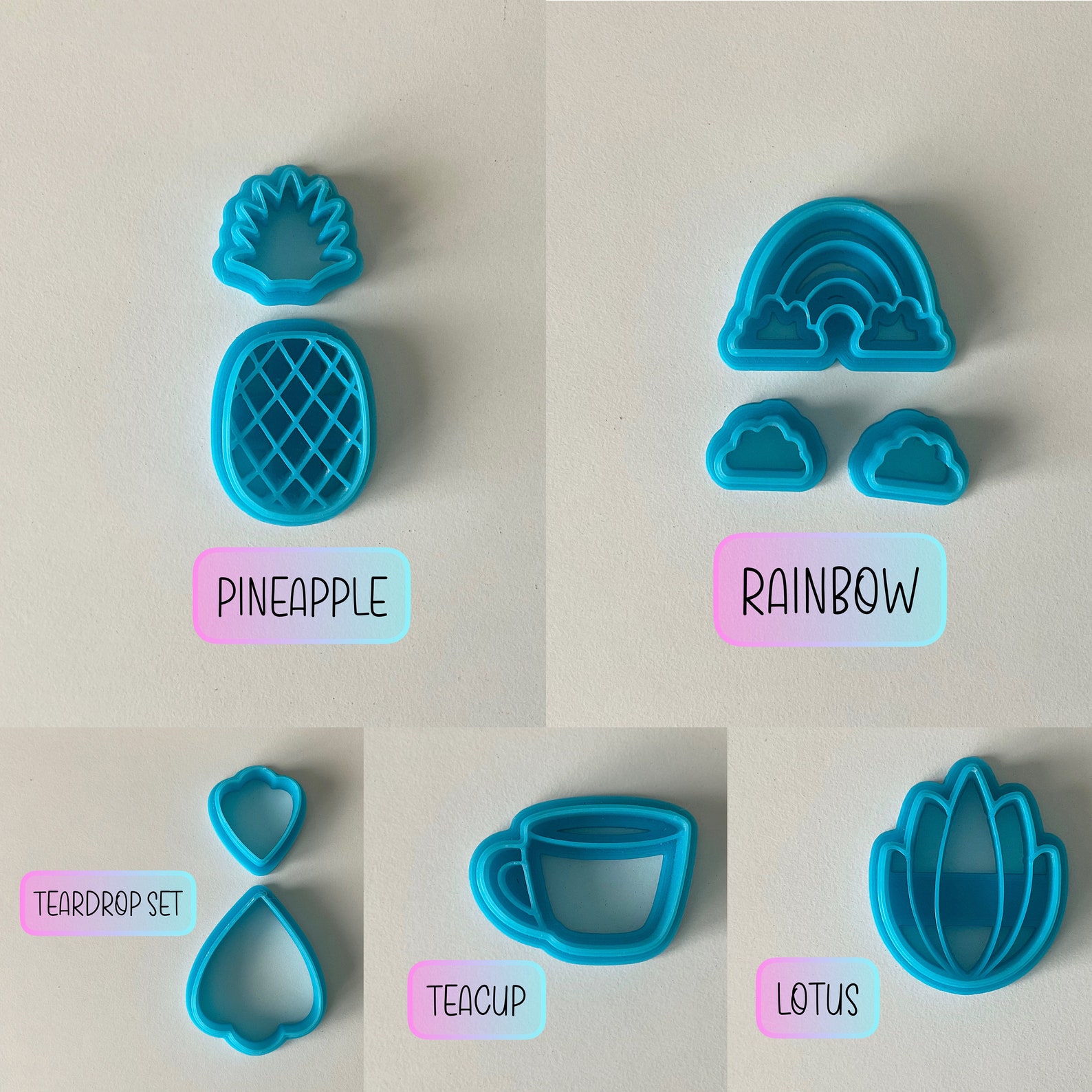 Mix and Match Clay Cutters, Set of 4, Set of 6,polymer Clay Cutter ...