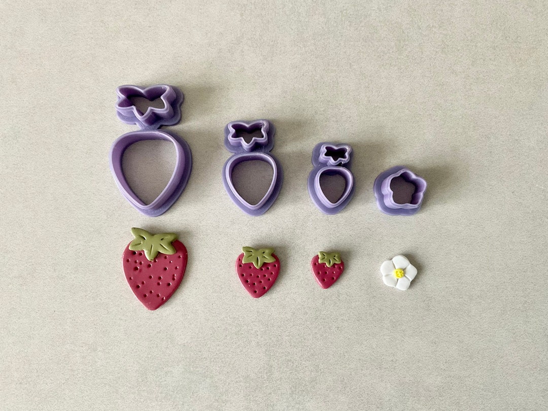 Strawberry Clay Cutter Set 01 Strawberry Leaf and Flower Cutters Set ...