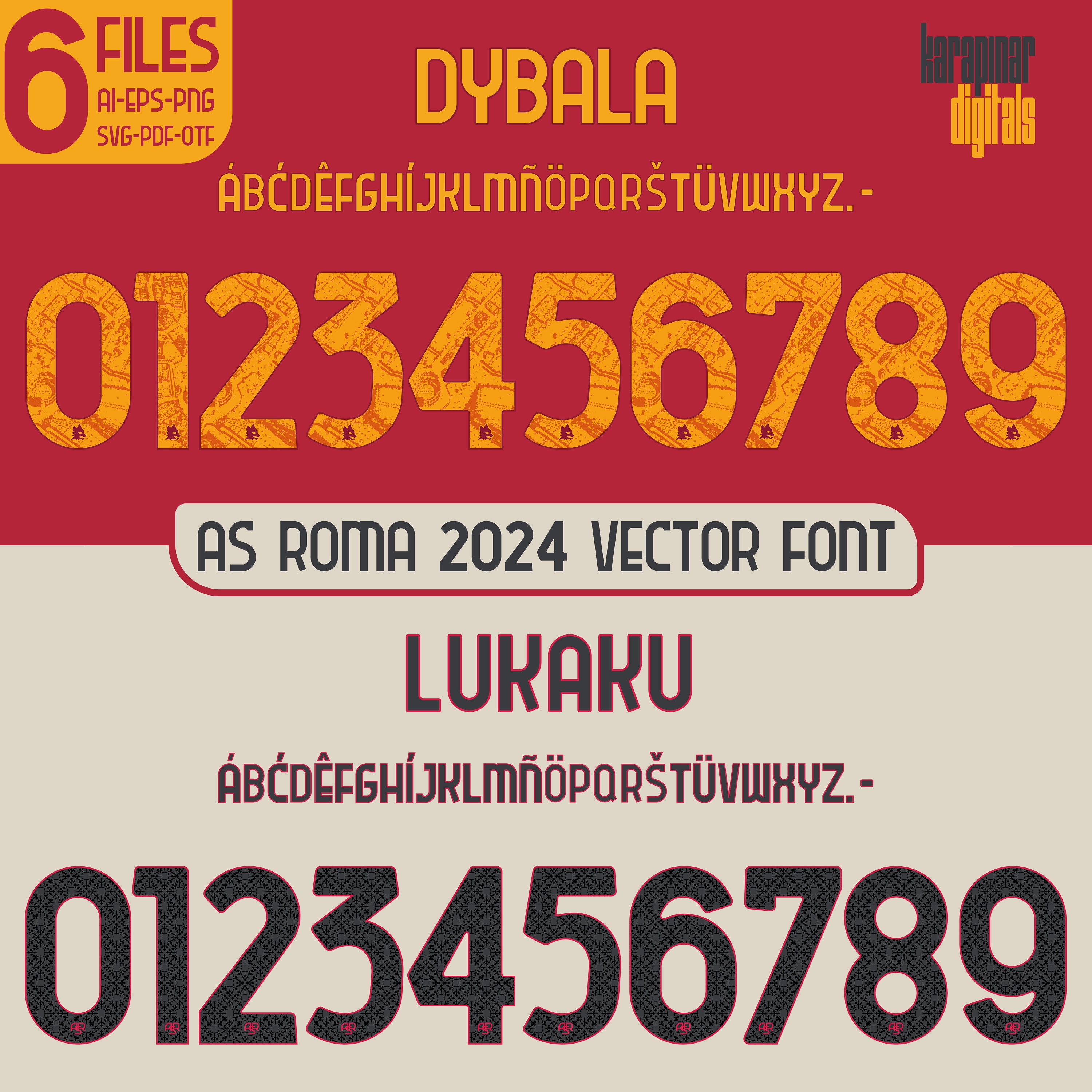 Font Vector Serie A Roma 2024 Jersey Font Digital Download AI, Eps, Svg ...