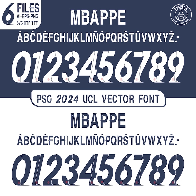 Font Vector PSG 2025 Jersey Font Champions League SVG, AI, Eps, Pdf ...