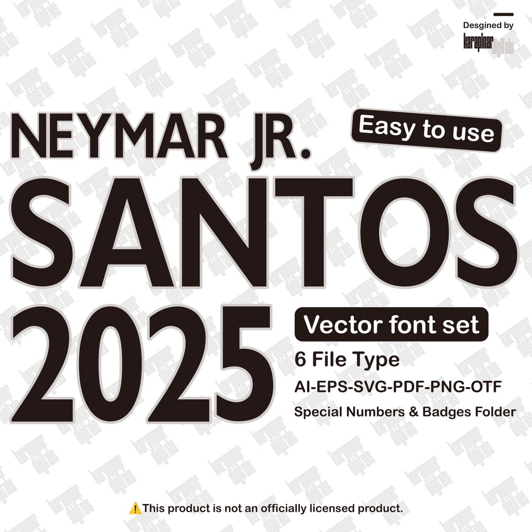 Brazil Santos 2025 Font Digital Download / Brazil Santos Neymar Shirt ...