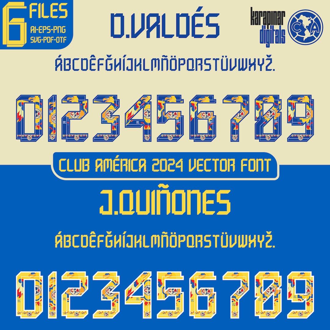 Font Vector Club América Herencia Hispana 2024 Jersey Font SVG, AI, Eps ...