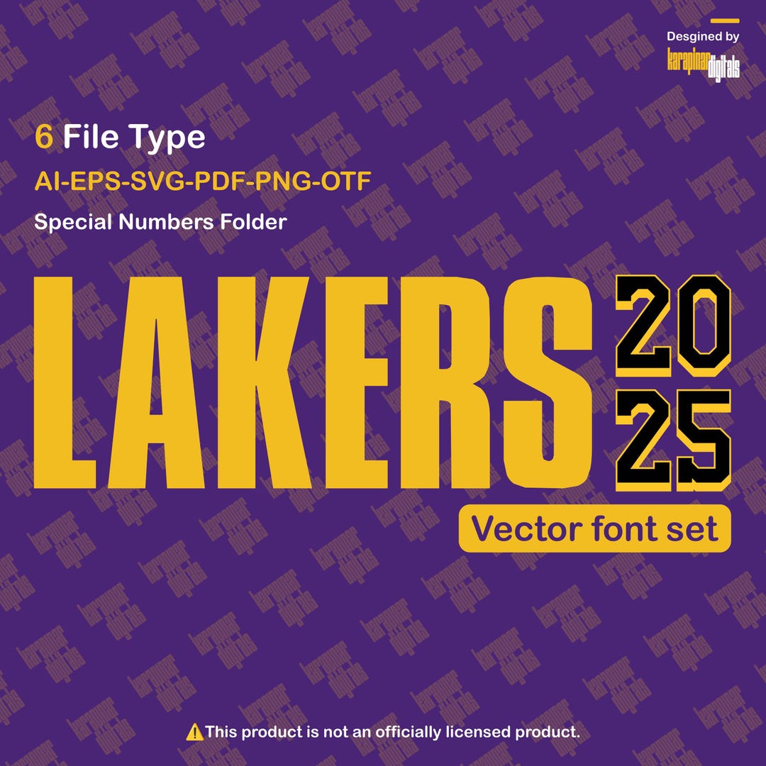 Font Vector Lakers 2024 Digital Download AI, Eps, Svg, Pdf, Png, Otf ...