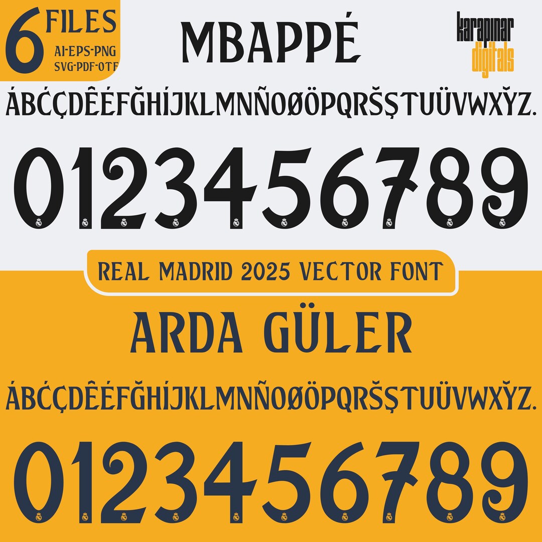 New Real Madrid 2025 Font Vector Digital Download AI, Eps, Svg, Pdf ...