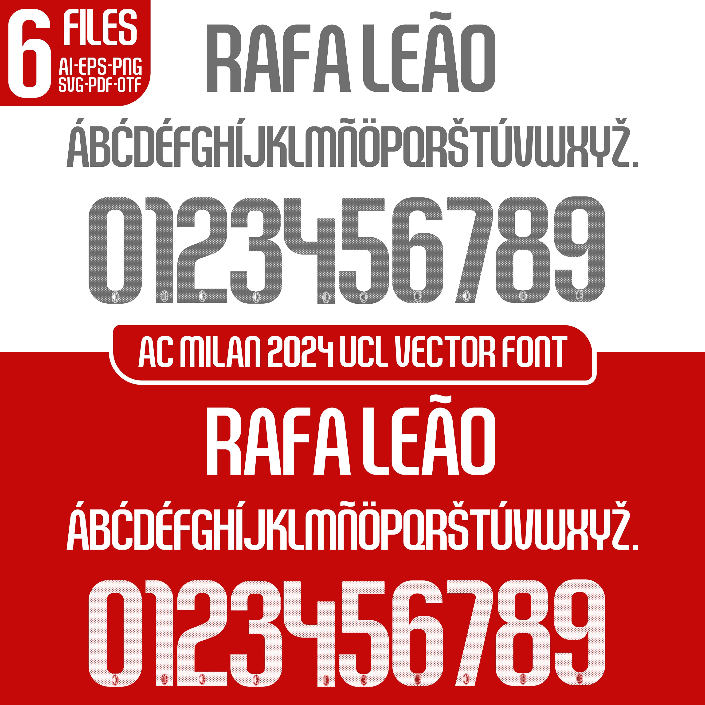 Font Vector Ac Milan 2024 Ucl Digital Download AI, Eps, Svg, Png, Otf ...