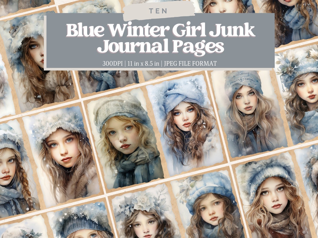 Winter Girl Junk Journal Printable Pages, Winter Wonderland Girls Junk ...