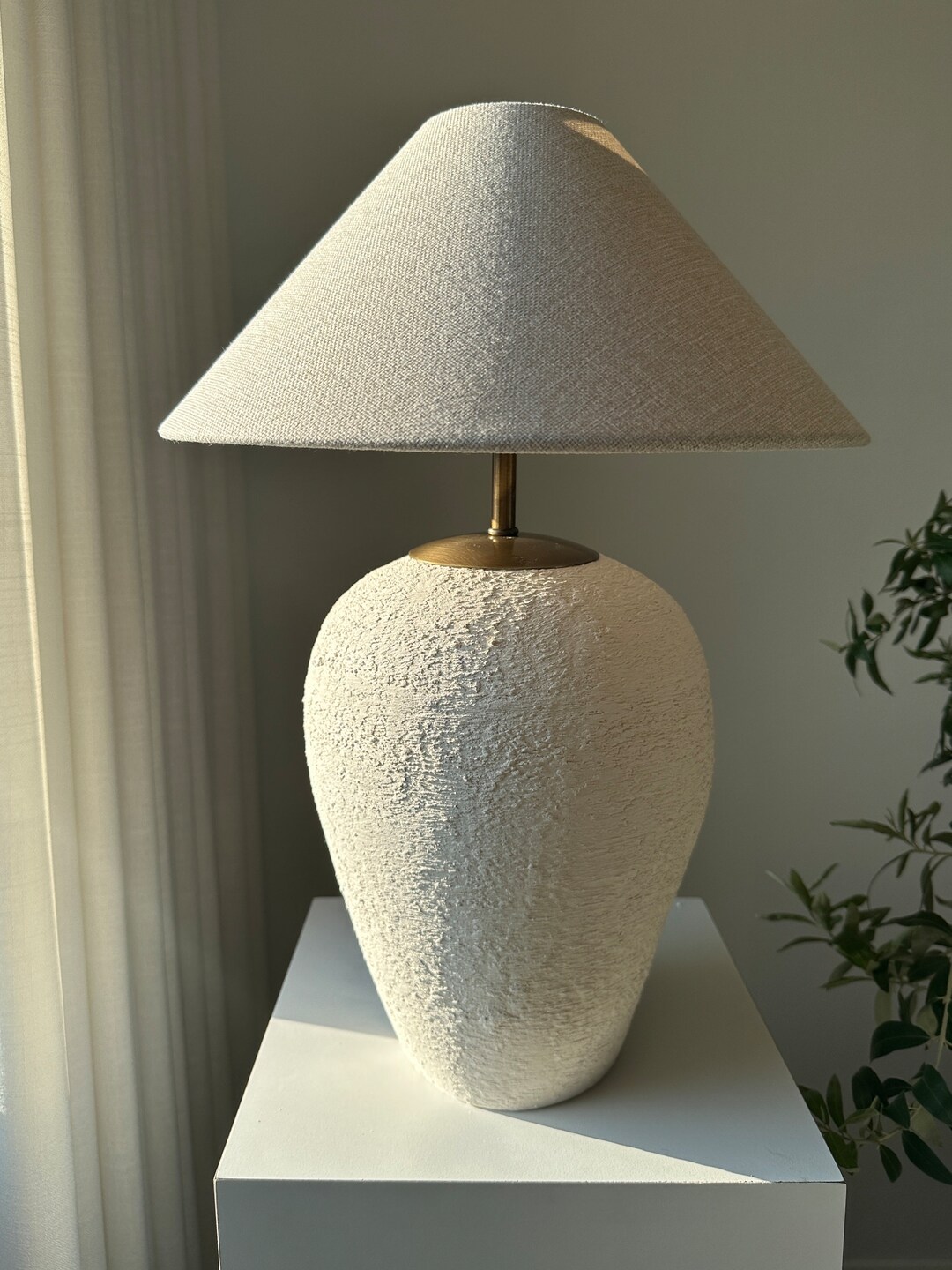 XL Size Stoneware Earthenware Unglazed Ceramic Textured Table Lamp Lamp ...