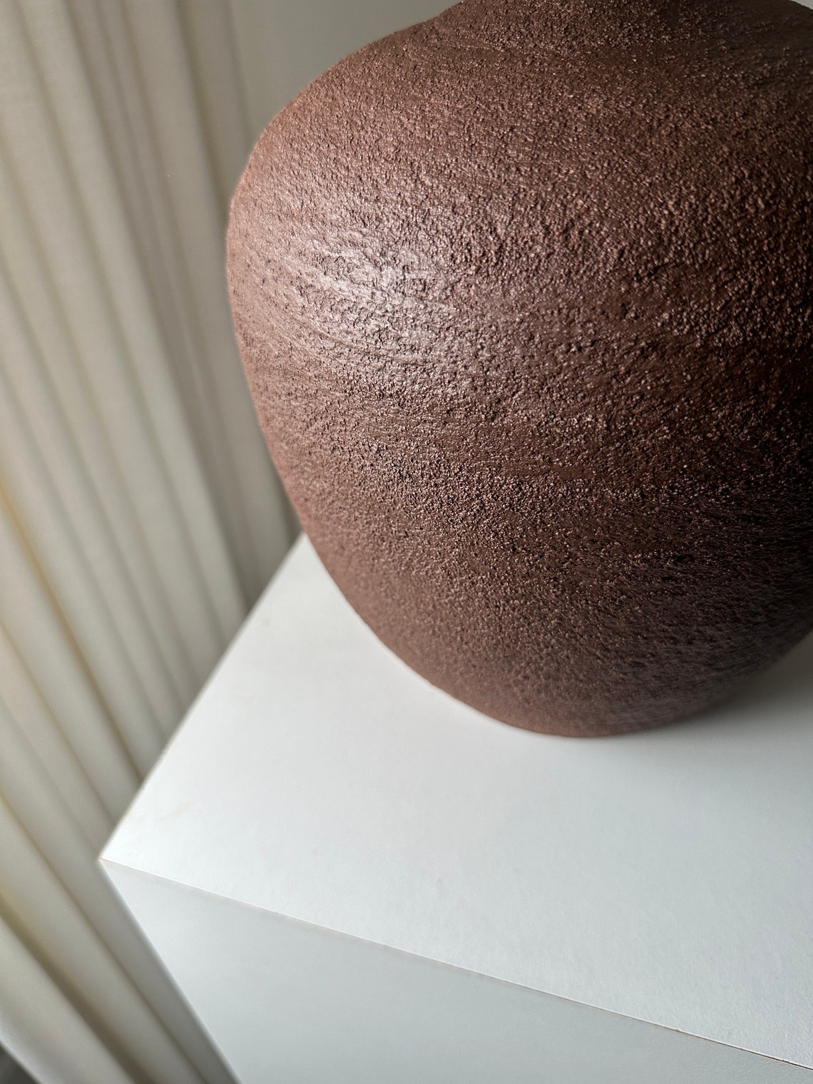 Earthy Brown Terra Cotta Ceramic Table Lamp - Unglazed Natural Textured ...