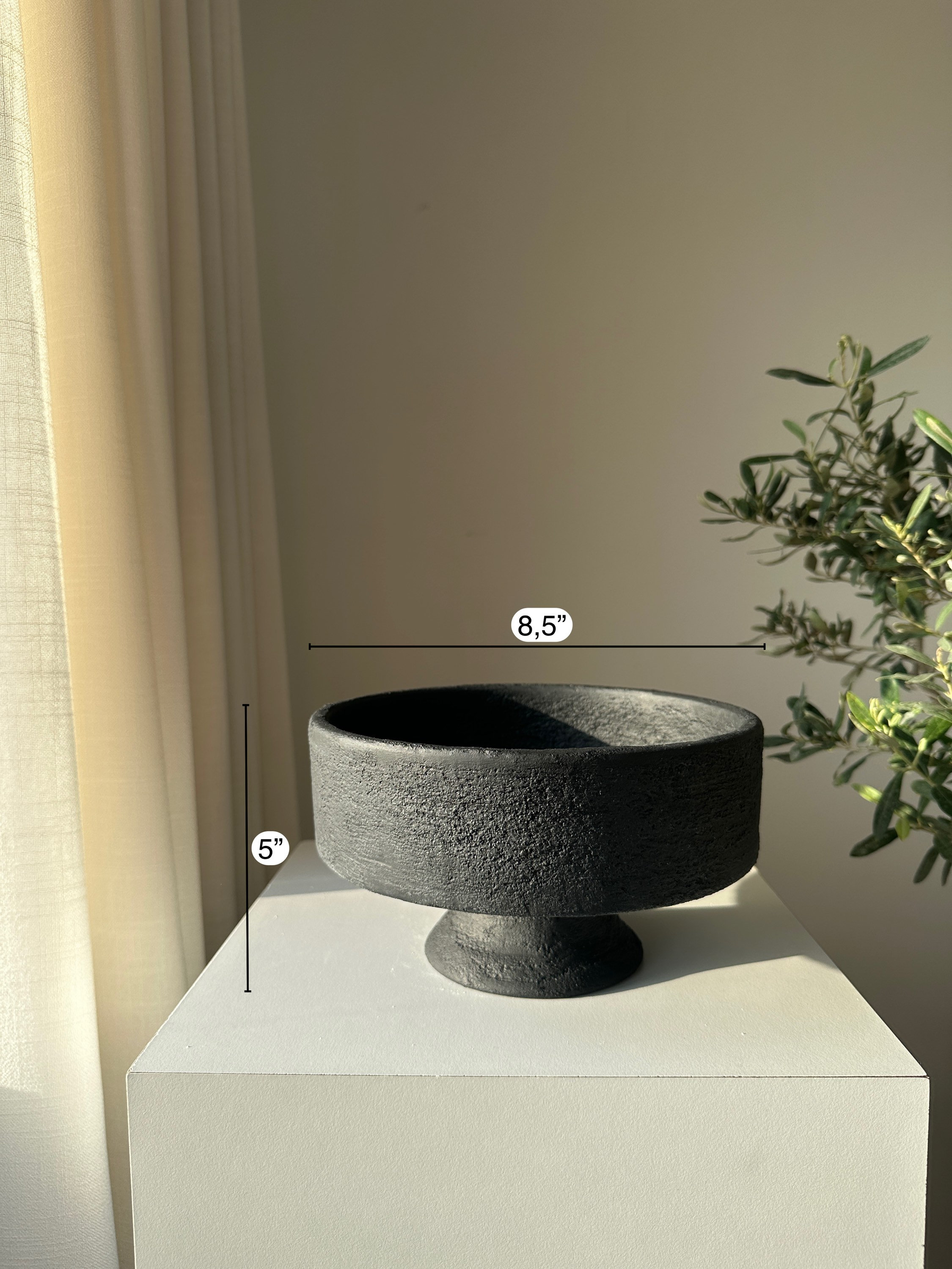 Ceramic Round Footed Black Bowl Textured Stoneware Unglazed - Etsy