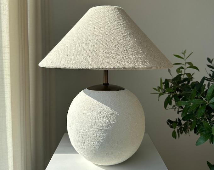XL SIZE Stoneware Earthenware Unglazed Ceramic Textured Table Lamp Lamp ...
