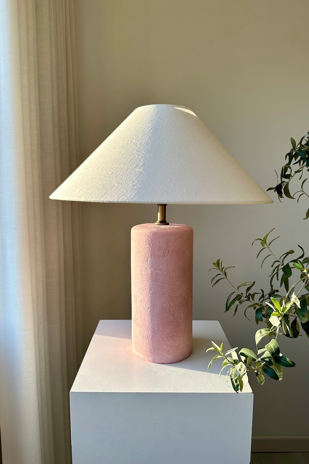 Terracotta Large Size Table Lamp Unglazed Ceramic Textured Japandi Wabi ...