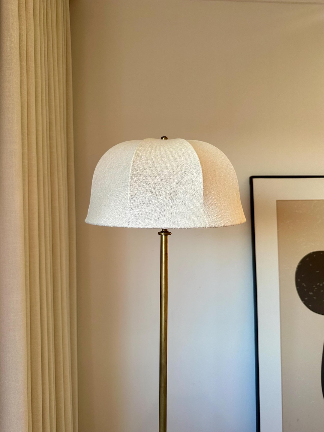 Vintage Shape Lamp Shade Cream Beige Linen Textured Lamp Shade Dome ...