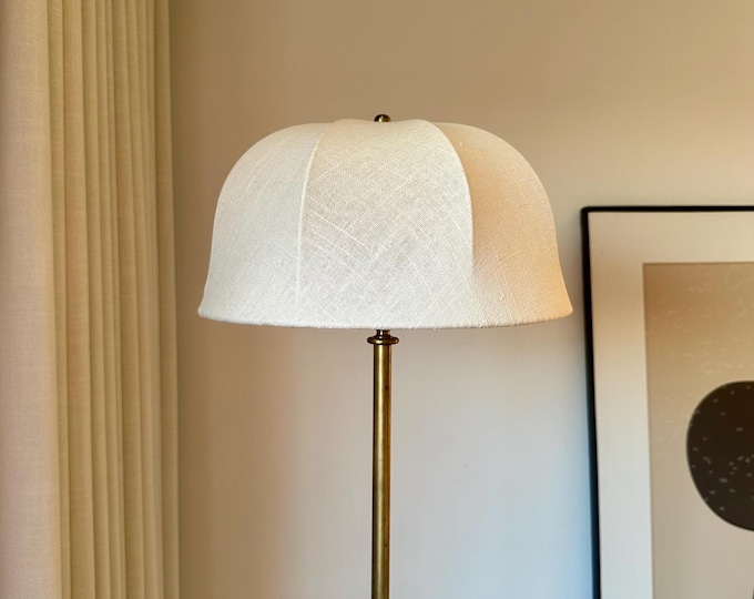 Vintage Shape Lamp Shade Cream Beige Linen Textured Lamp Shade Dome ...