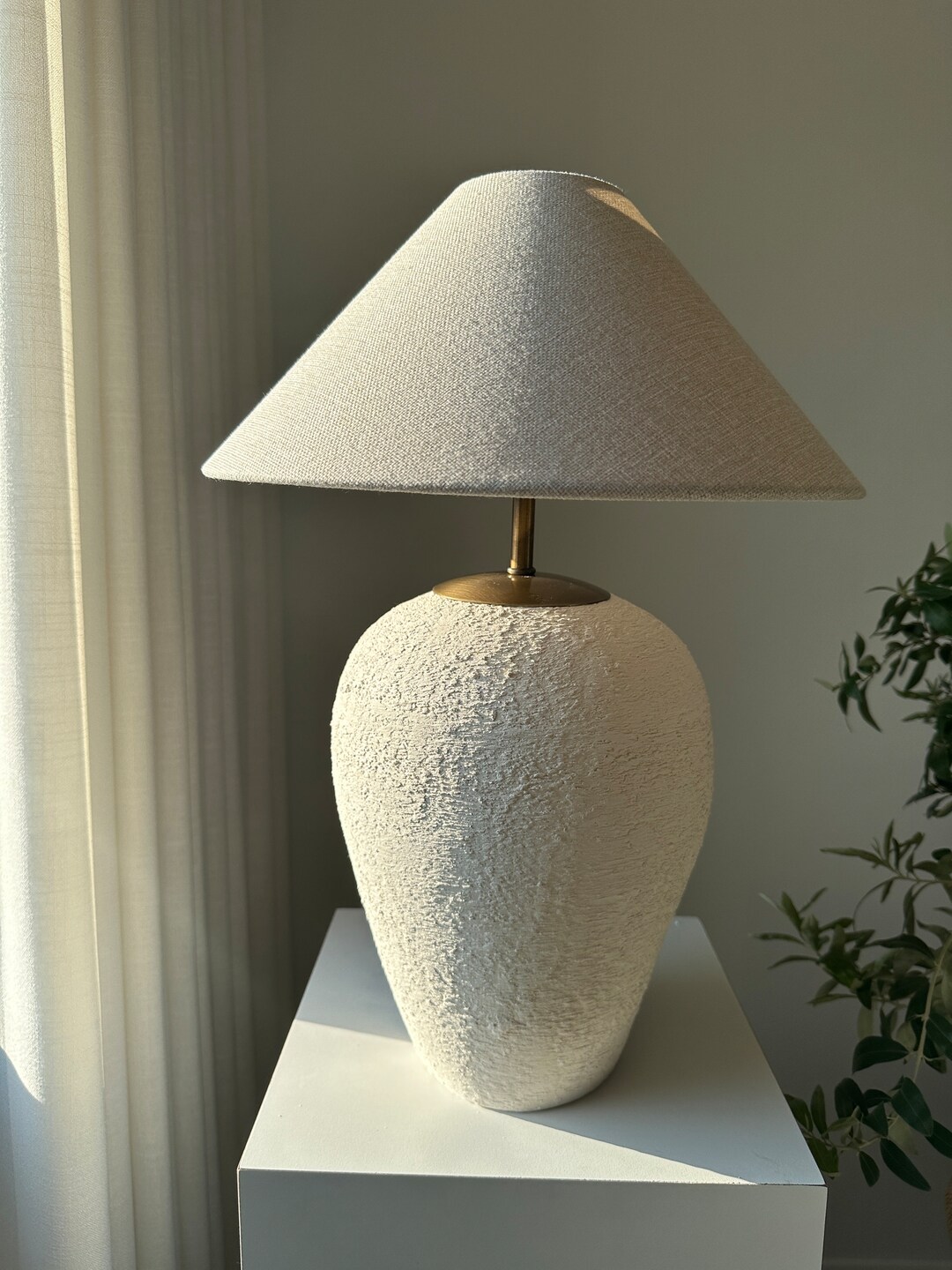 XL Size Stoneware Earthenware Unglazed Ceramic Textured Table Lamp Lamp ...