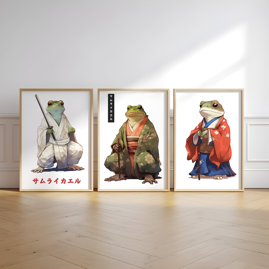 Japanese Samurai Frog Prints - Frog Wall Art - Matsumoto Hoji Print ...