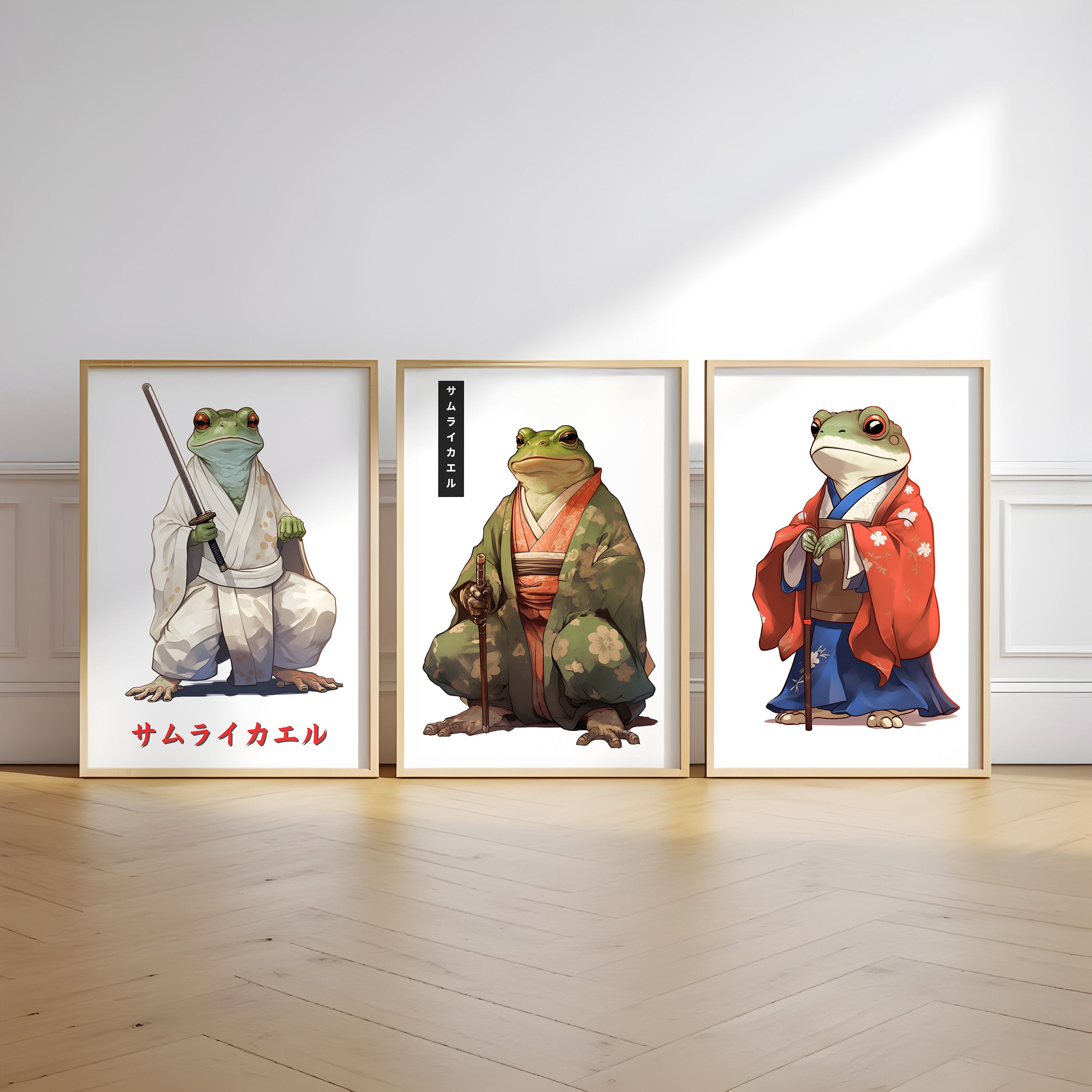 Japanese Samurai Frog Prints - Frog Wall Art - Matsumoto Hoji Print ...