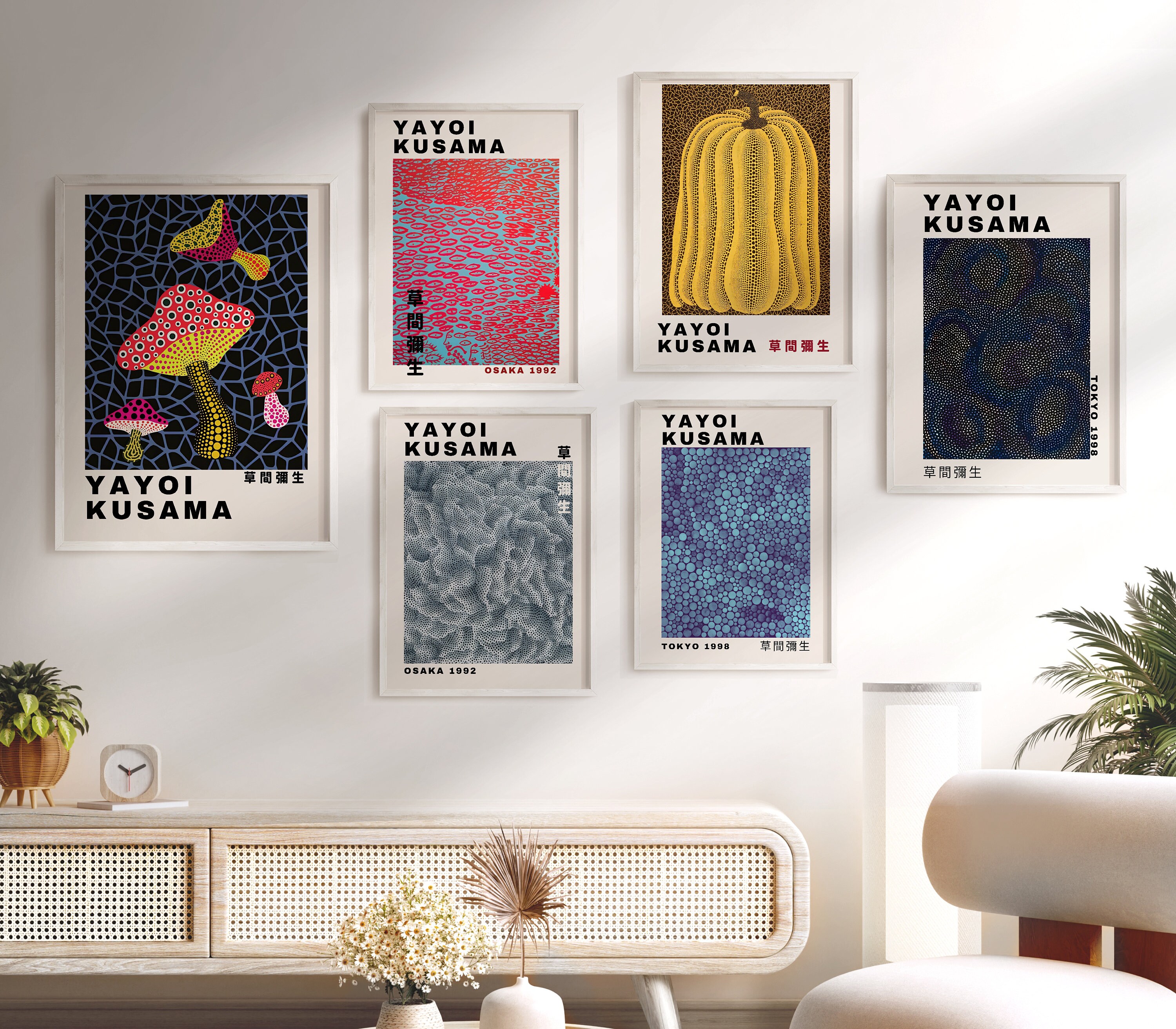 Set of 6 Yayoi Kusama Prints, Gallery Wall Set, Yayoi Kusama Print ...