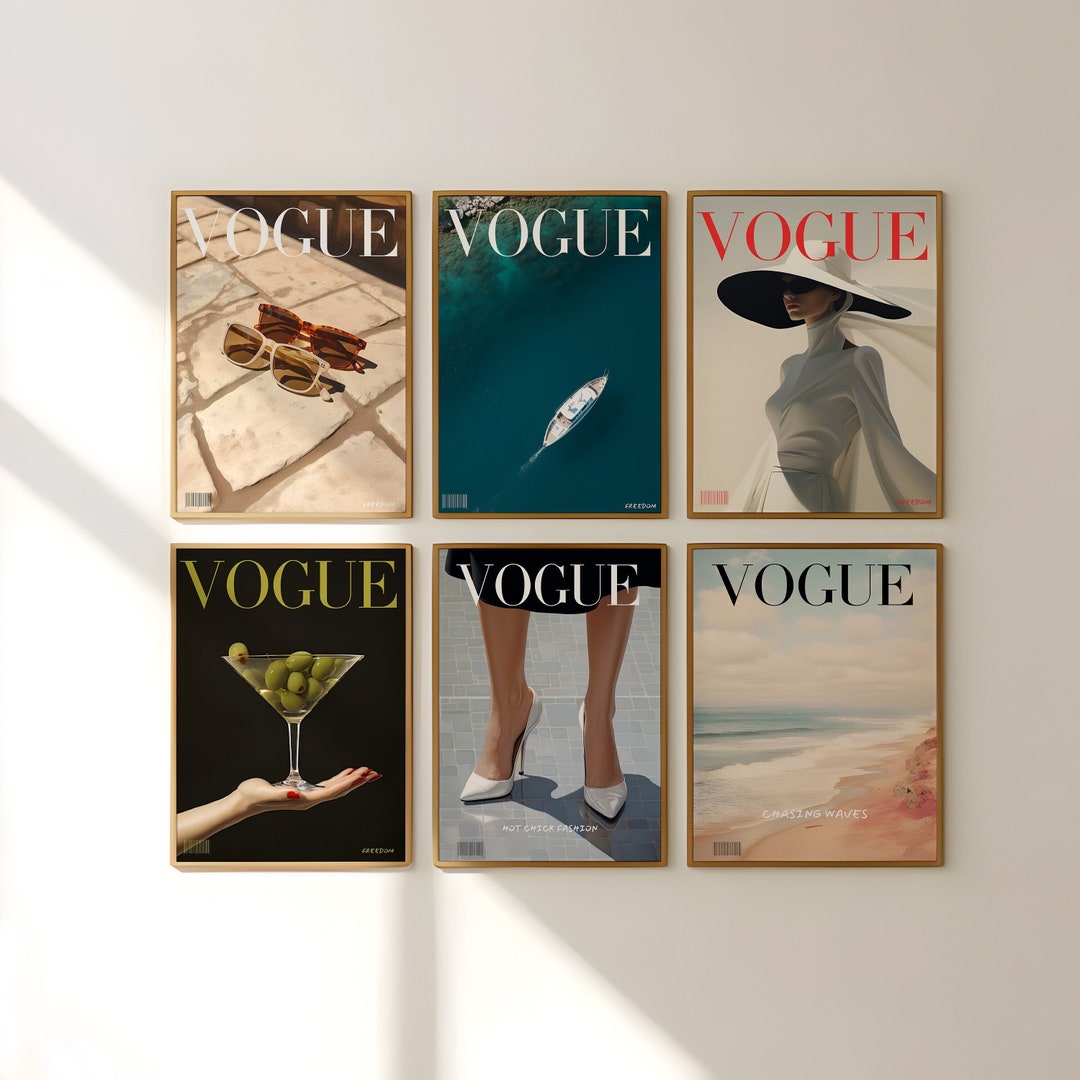 Retro Vogue Magazine Cover Prints Set of 6 Vintage Fashion - Etsy Australia