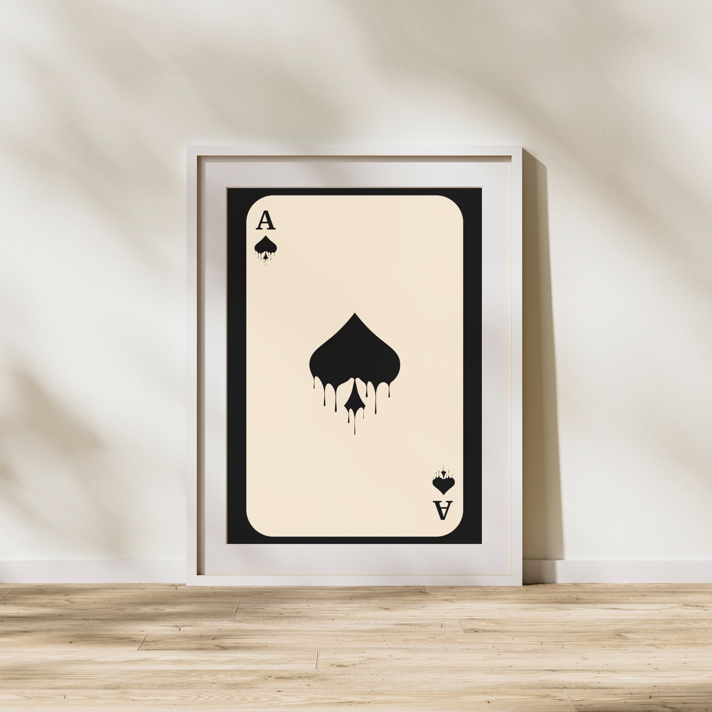 Retro Wall Art, Black Ace Card Poster, Trendy Wall Art, 70s Style ...